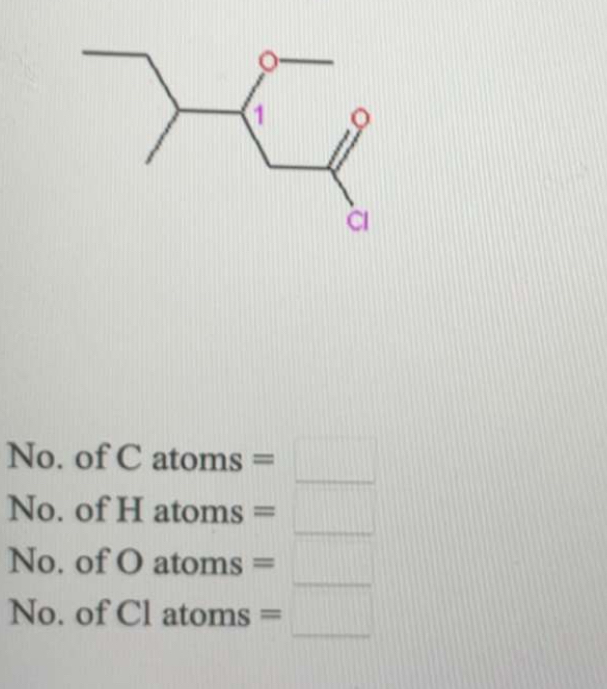 Solved No. ﻿of C atoms =No. ﻿of H atoms =No. ﻿of O atoms | Chegg.com
