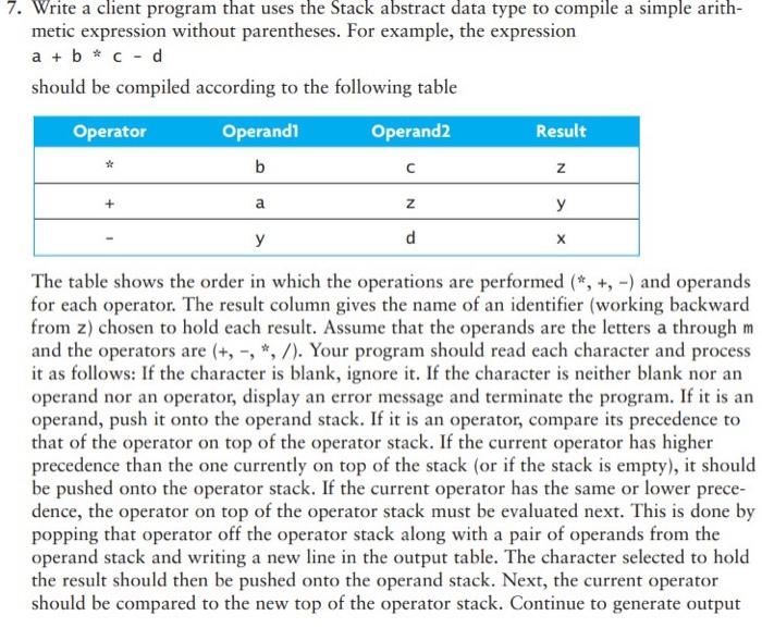 Solved Write a client program that uses the Stack abstract | Chegg.com