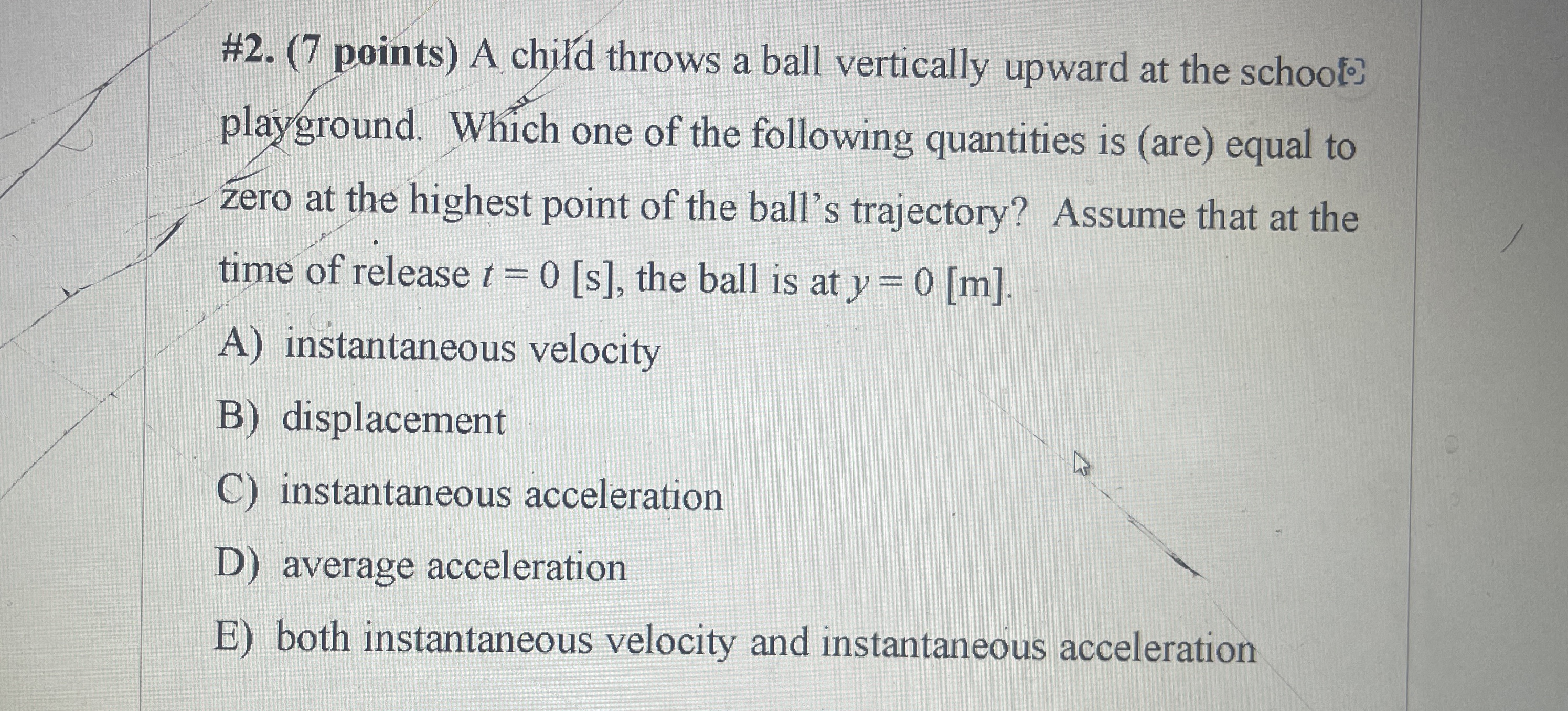 Solved #2. (7 ﻿points) ﻿A child throws a ball vertically | Chegg.com