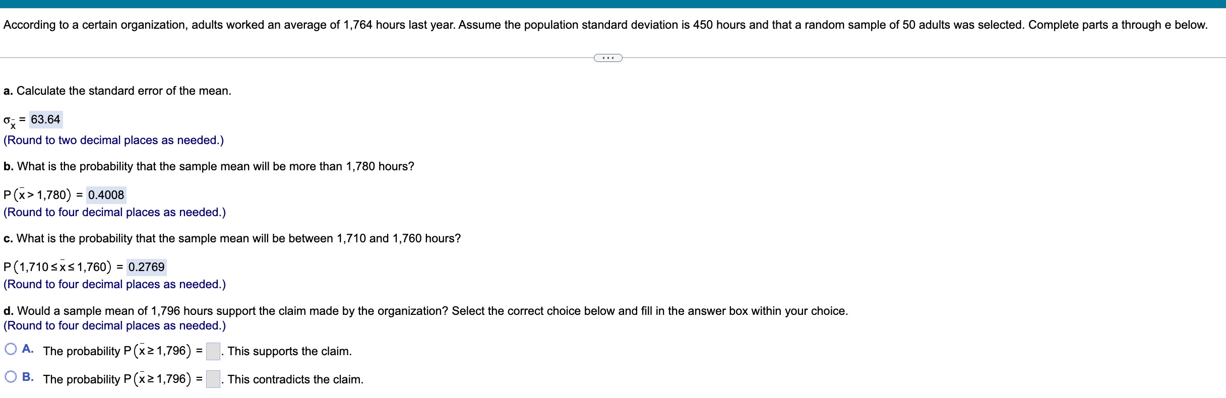 Solved a. ﻿Calculate the standard error of the | Chegg.com