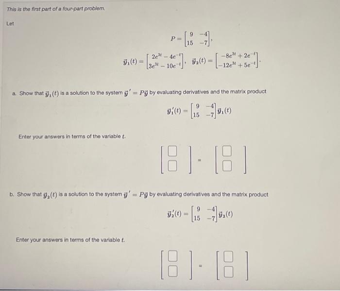 Solved This is the first part of a four-part problem. Let ÿ₁ | Chegg.com
