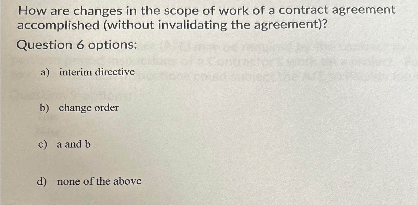 Solved How are changes in the scope of work of a contract | Chegg.com