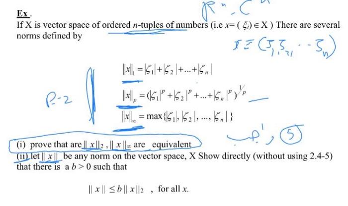 Solved P". C Ex If X is vector space of ordered n-tuples of | Chegg.com