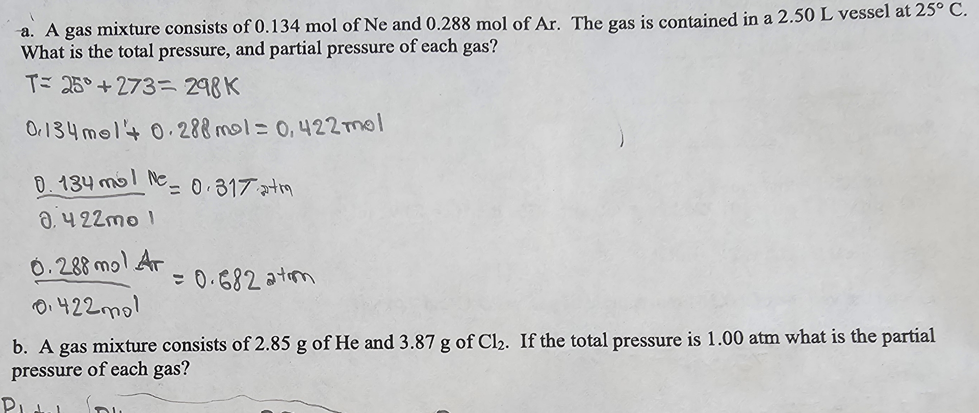 Solved could you work part a and part b?a. ﻿A gas mixture | Chegg.com