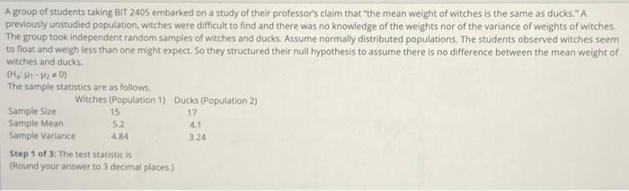 Solved A group of students taking BIT 2405 embarked on a | Chegg.com