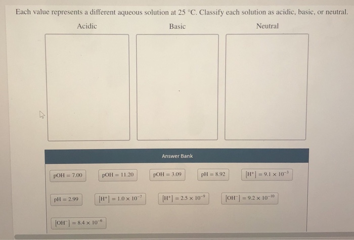 Solved Each value represents a different aqueous solution at | Chegg.com