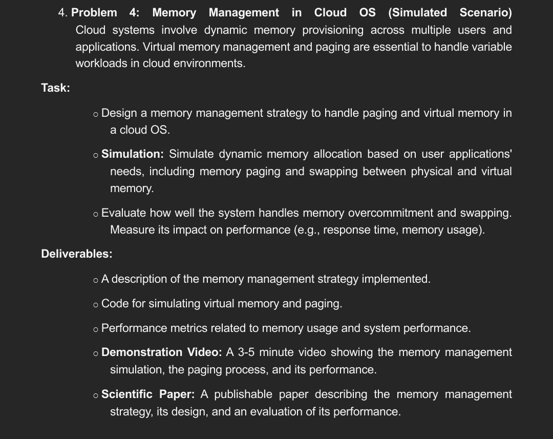 Problem 4: Memory Management in Cloud OS (Simulated | Chegg.com