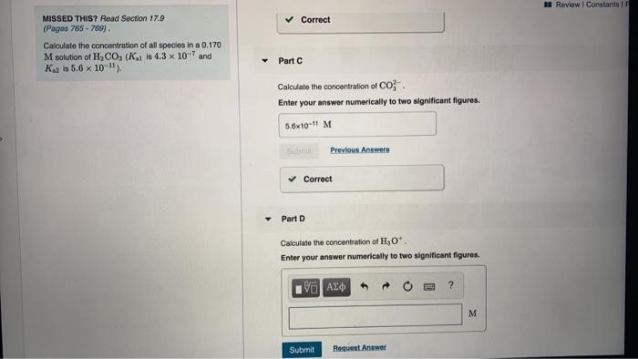 Solved A Review Constants Correct MISSED THIS? Read Section | Chegg.com
