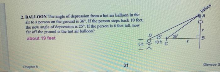Solved Balloon A 2. BALLOON The angle of depression from a | Chegg.com