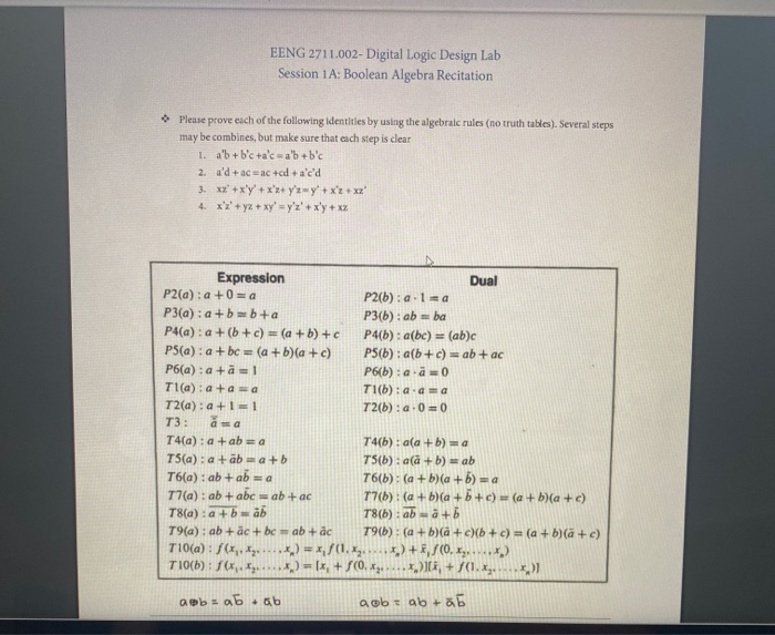 Solved EENG 2711.002- Digital Logic Design Lab Session 1A: | Chegg.com