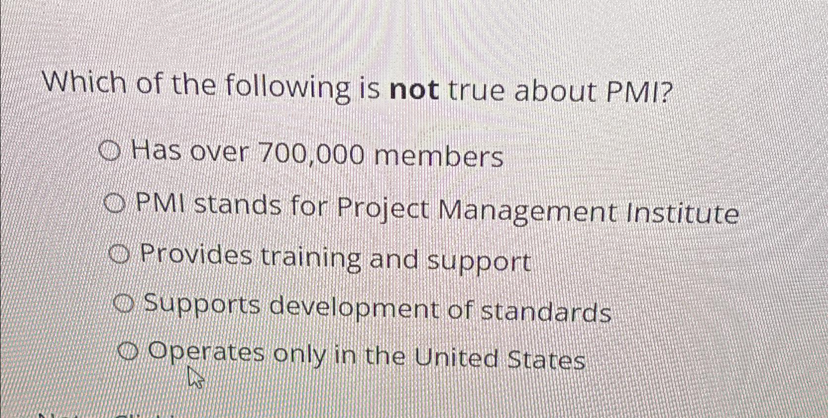 Solved Which of the following is not true about PMI?Has over | Chegg.com