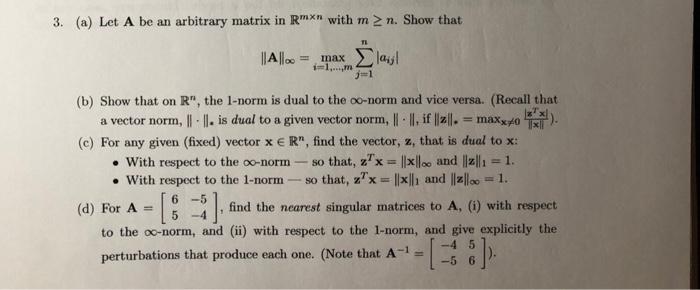 Solved 3. (a) Let A be an arbitrary matrix in RX with mn. | Chegg.com