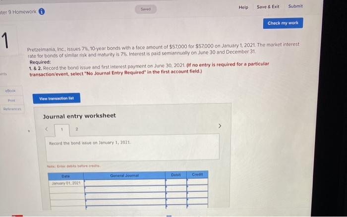 Solved Seved Help Submit Save & Exit ter 9 Homework Check my | Chegg.com