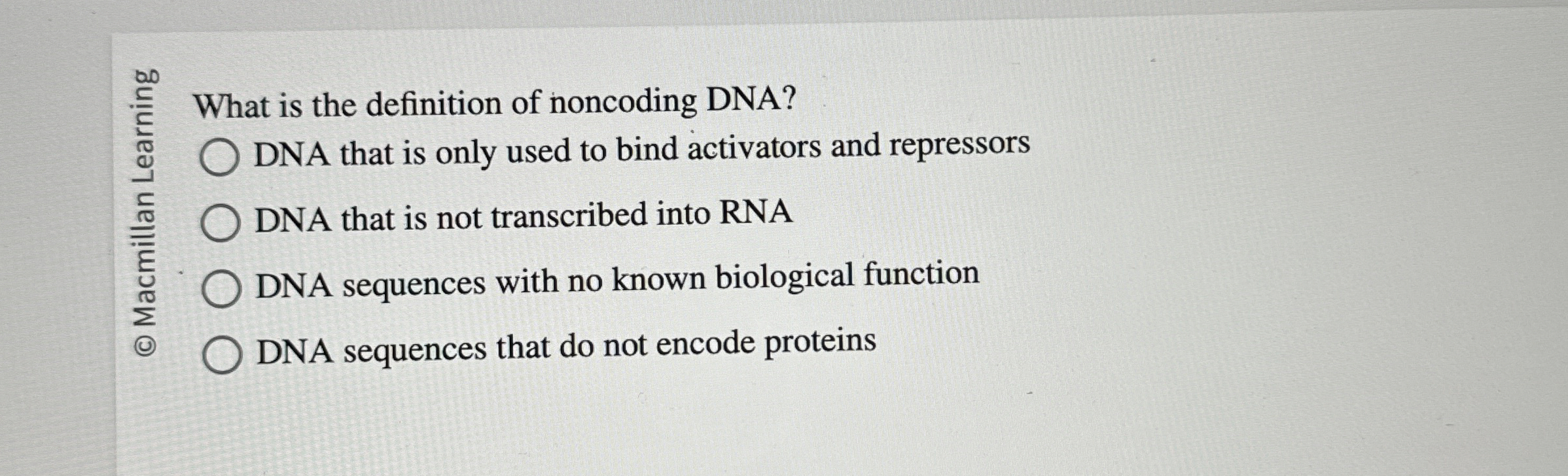 Solved What is the definition of noncoding DNA?DNA that is | Chegg.com