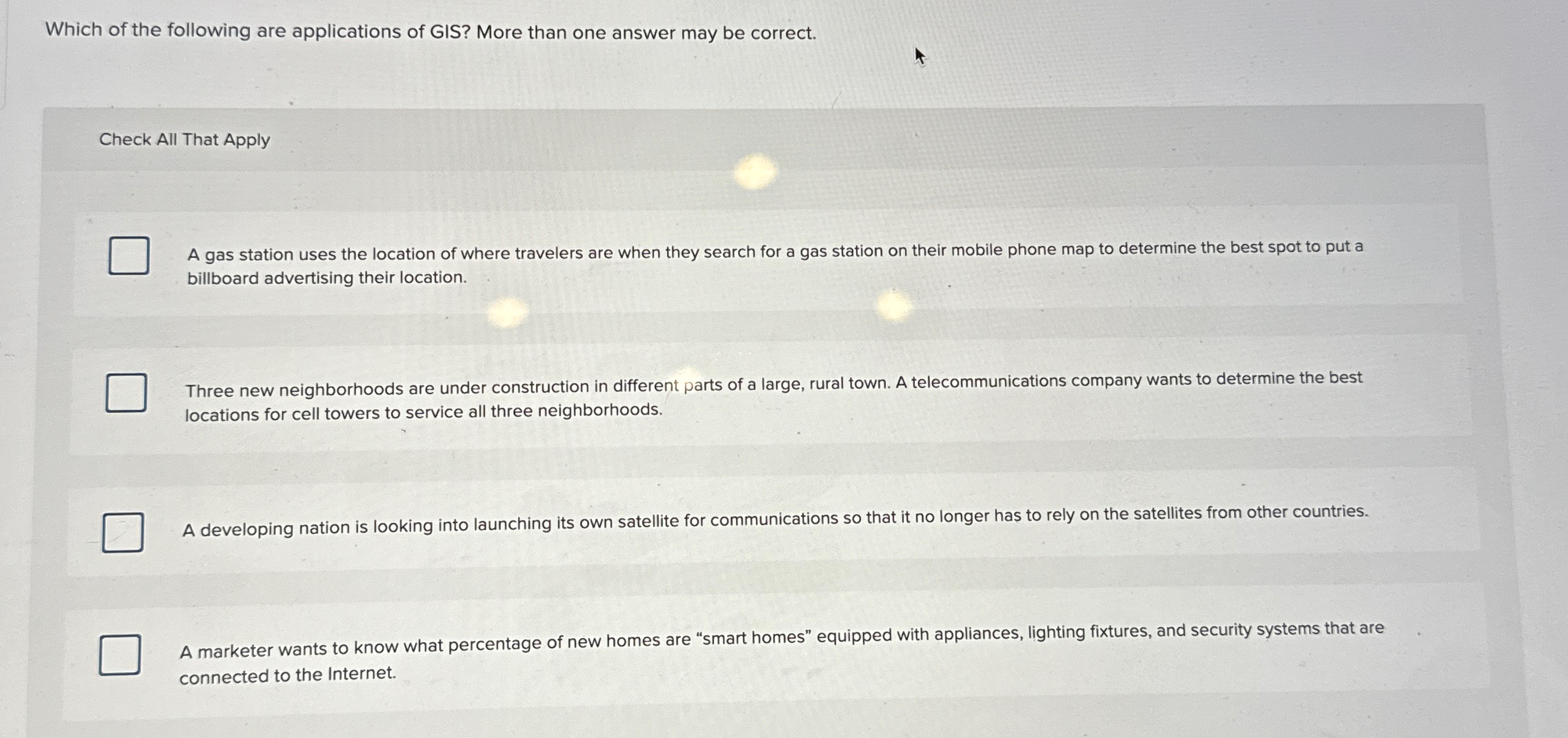 Solved Which of the following are applications of GIS? More | Chegg.com