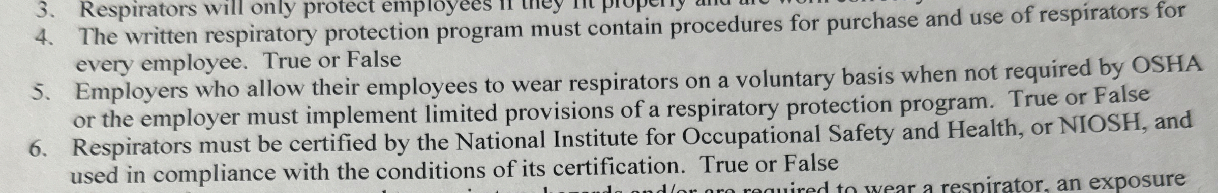 Solved The written respiratory protection program must | Chegg.com