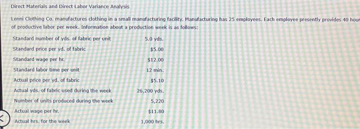 Solved Direct Materials and Direct Labor Variance Analysis | Chegg.com