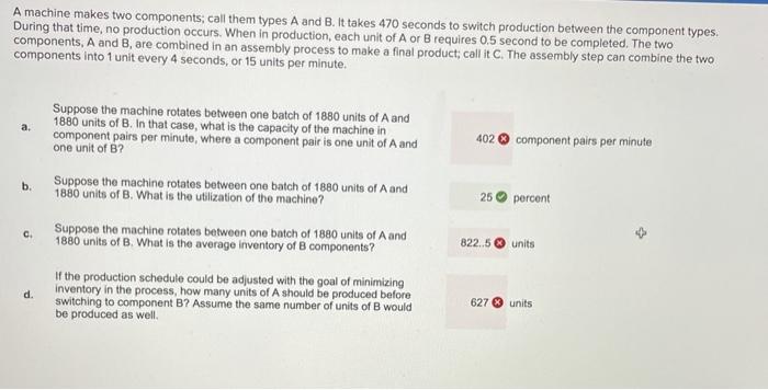 Solved A machine makes two components, call them types A and | Chegg.com