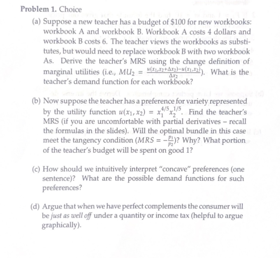 Solved Problem 1. ﻿Choice(a) ﻿Suppose a new teacher has a | Chegg.com