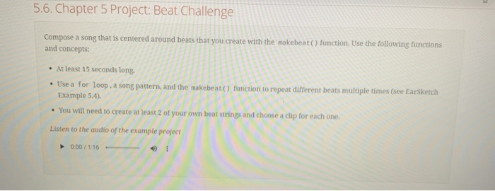 Solved 5.6. Chapter 5 Project: Beat Challenge Compose a song | Chegg.com