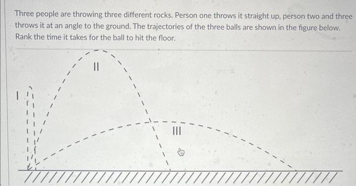 Solved Three people are throwing three different rocks. | Chegg.com