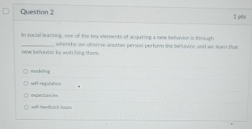 Solved Question 21 ﻿ptsIn social learning one of the key | Chegg.com