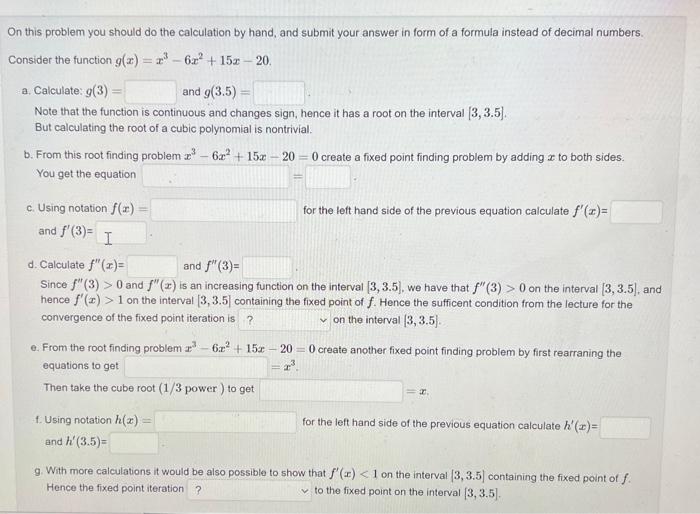 Solved n this problem you should do the calculation by hand, | Chegg.com