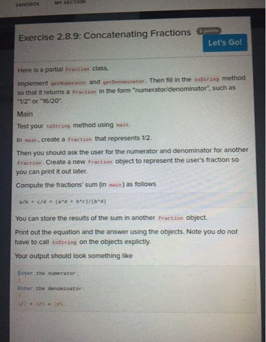 Solved SANDBOX MY SECTION Exercise 2.8.9: Concatenating | Chegg.com