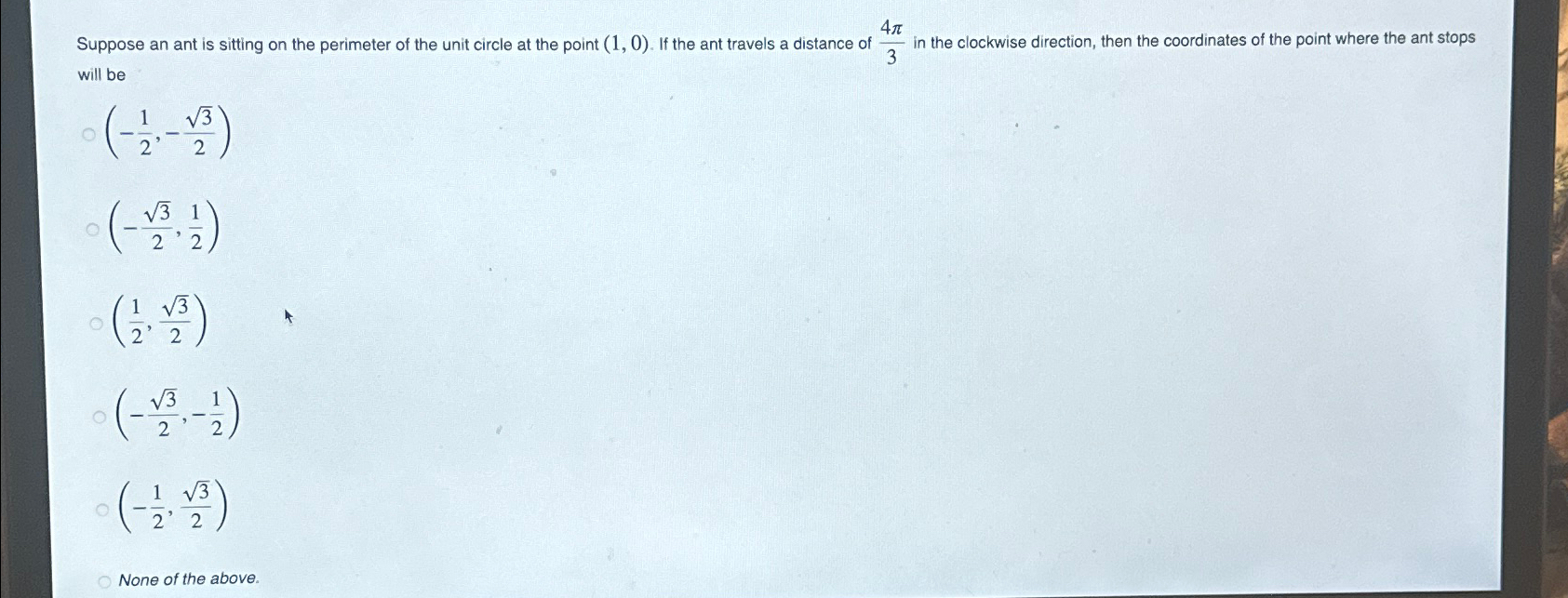 Solved Suppose an ant is sitting on the perimeter of the | Chegg.com