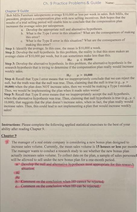 Solved Ch. 9 Practice Problems & Guide Name: Chapter 9 Guide | Chegg.com