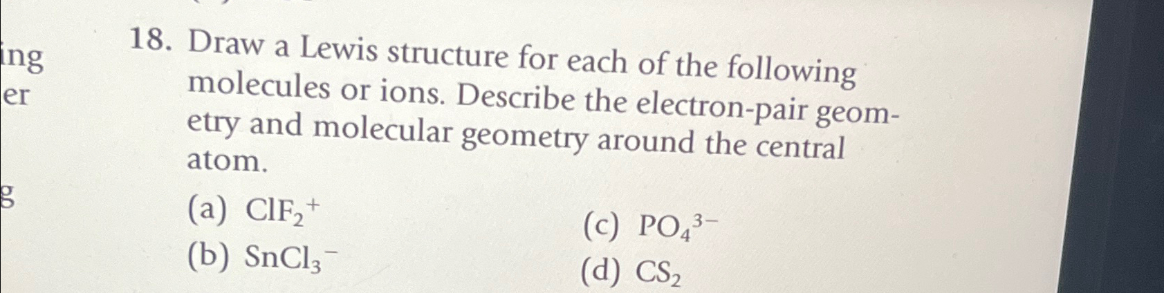 Solved Draw a Lewis structure for each of the following | Chegg.com