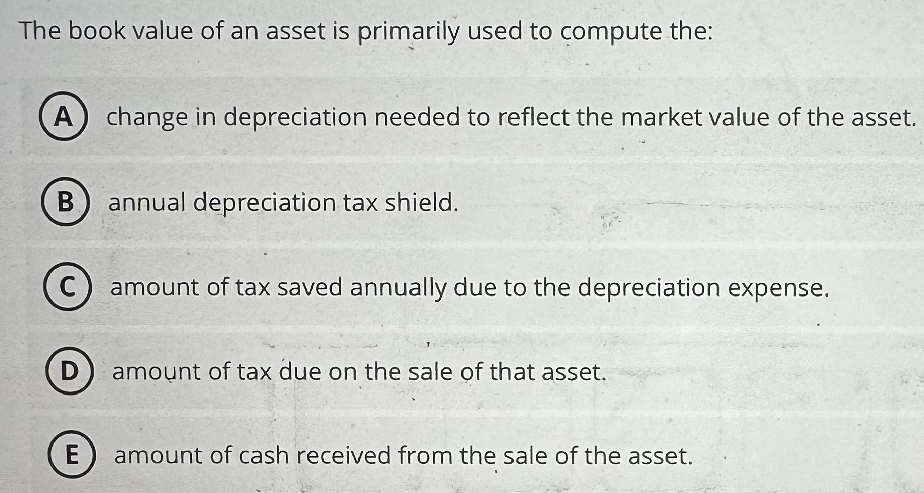 Solved The book value of an asset is primarily used to | Chegg.com