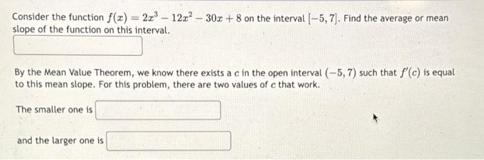Solved Consider the function f(x)=2x3−12x2−30x+8 on the | Chegg.com