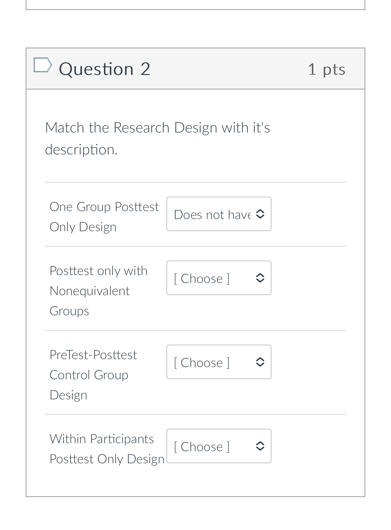 Solved Question 21ptsMatch the Research Design with it's | Chegg.com