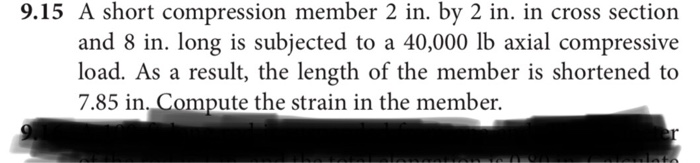 Solved 9.15 A short compression member 2 in. by 2 in. in | Chegg.com