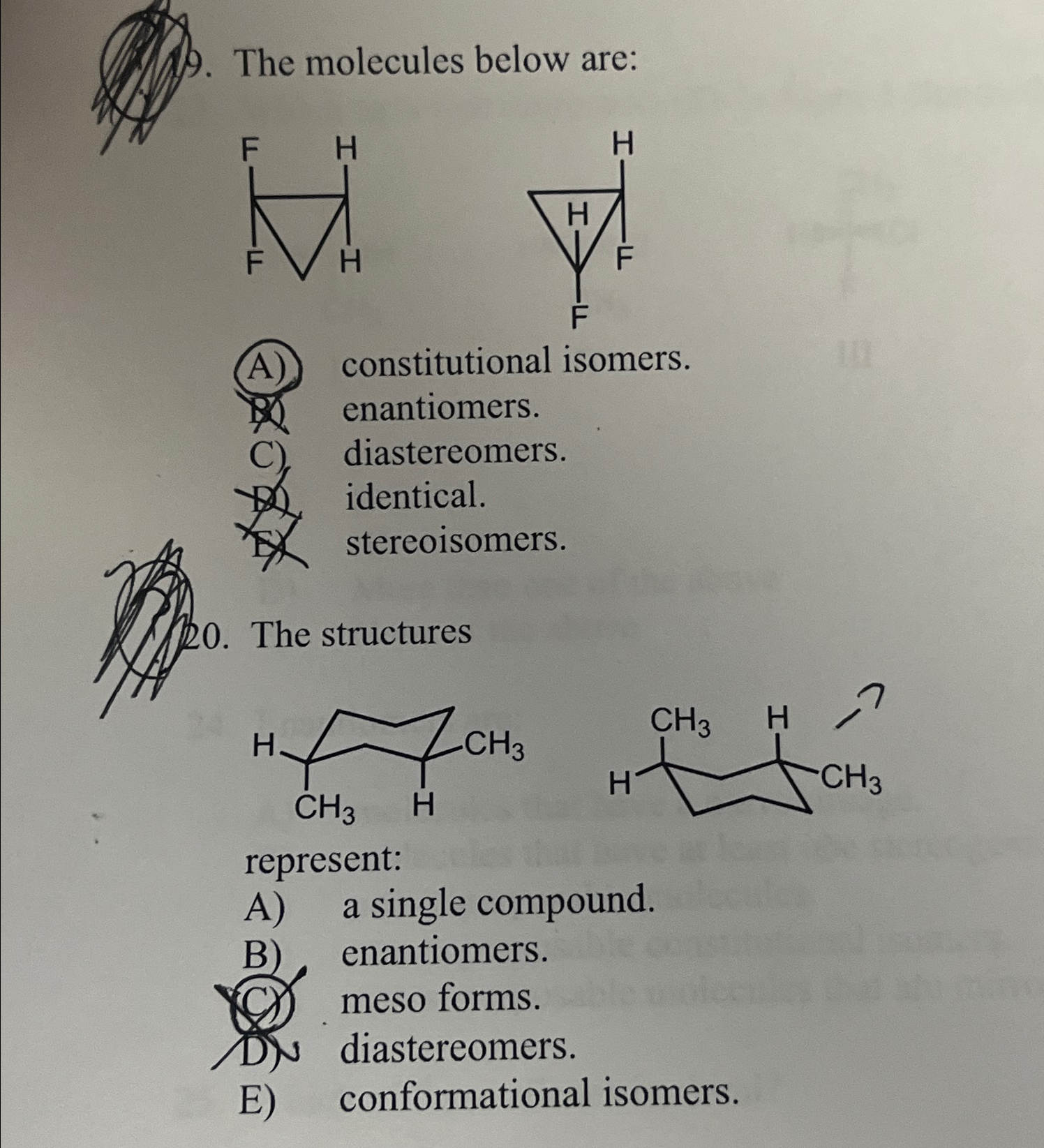 Solved The molecules below are:A) ﻿constitutional | Chegg.com