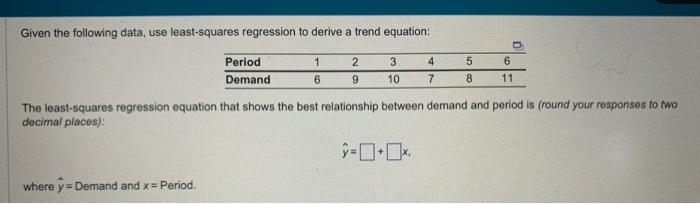 Solved Given the following data, use least-squares | Chegg.com