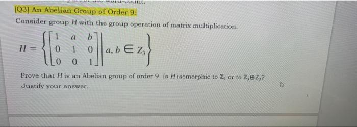Solved uurit. (23) An Abelian Group of Order 9: Consider | Chegg.com