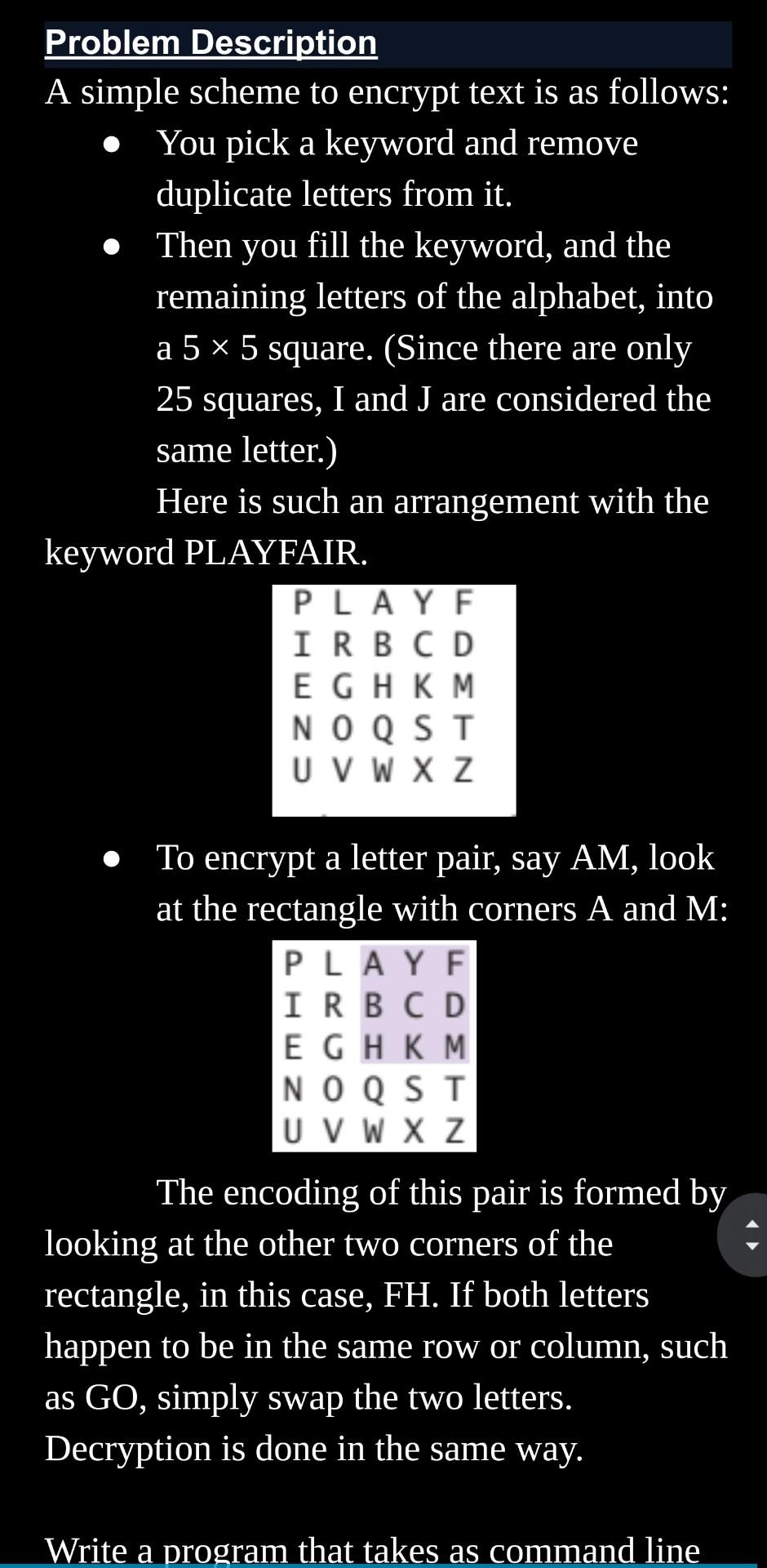 Solved Problem Description A simple scheme to encrypt text | Chegg.com