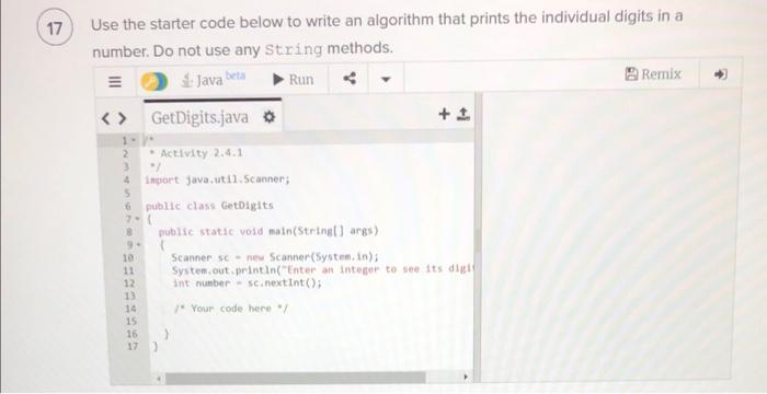 Solved Use The Starter Code Below To Write An Algorithm That