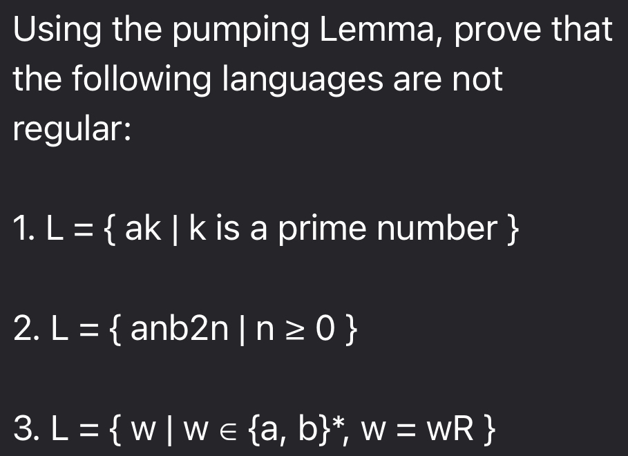 Solved Using the pumping Lemma, prove that the following | Chegg.com