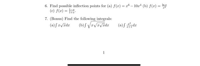 Solved 6. Find possible inflection points for (a) | Chegg.com
