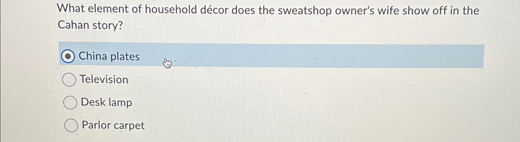 Solved What element of household décor does the sweatshop | Chegg.com