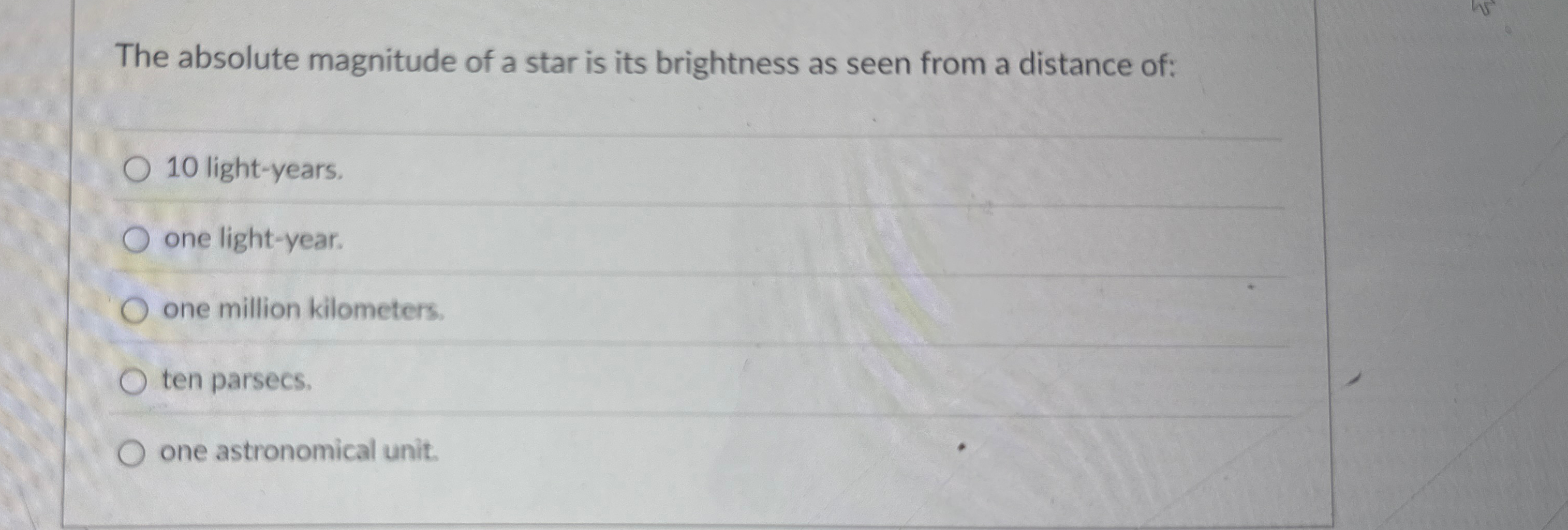 Solved The absolute magnitude of a star is its brightness as | Chegg.com