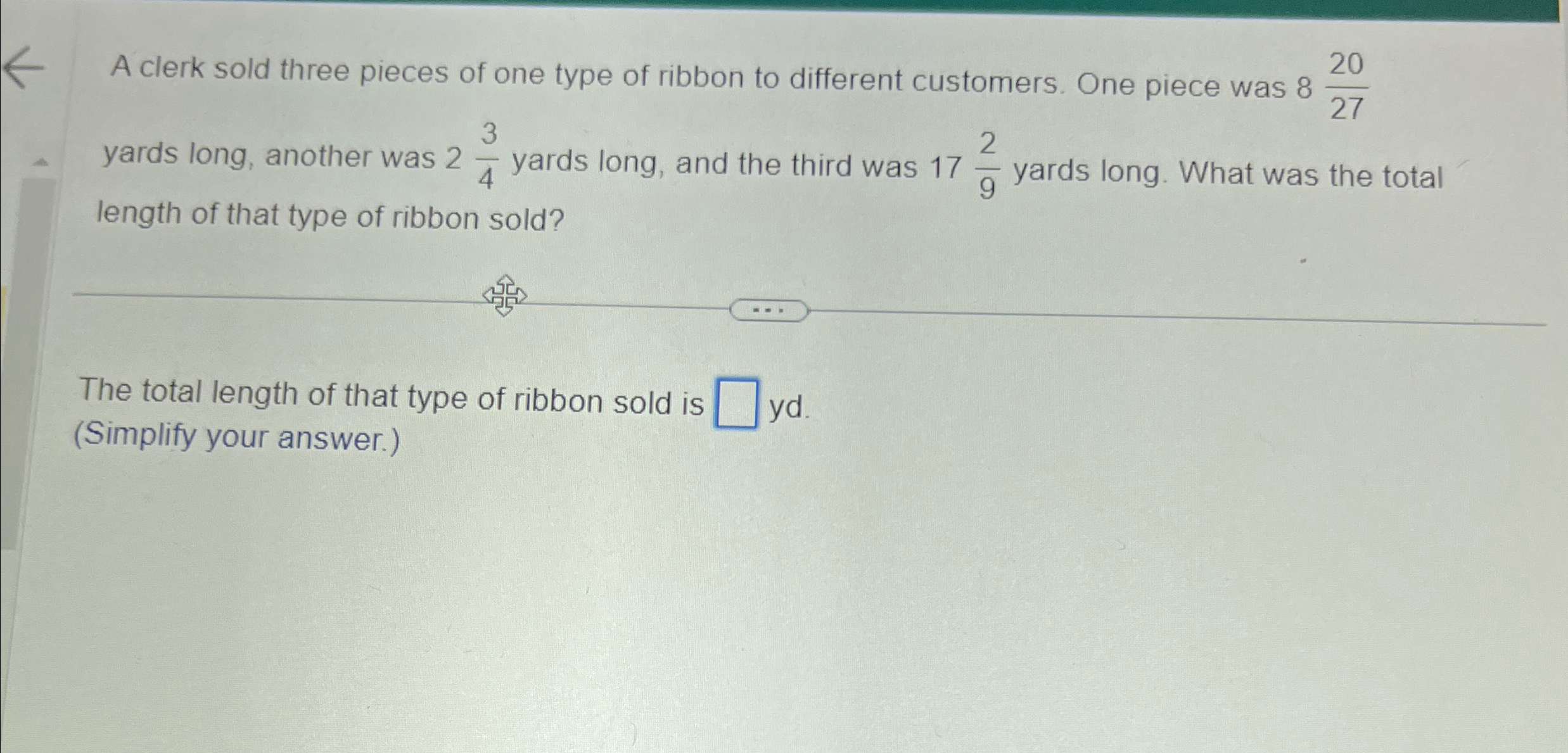 Solved A clerk sold three pieces of one type of ribbon to | Chegg.com