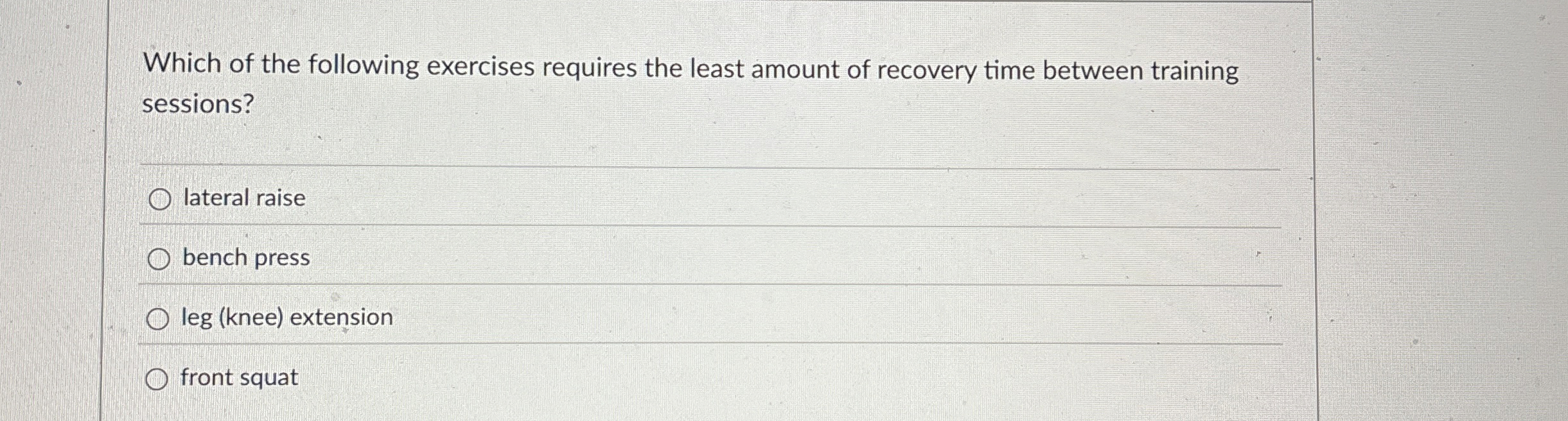 Solved Which of the following exercises requires the least | Chegg.com