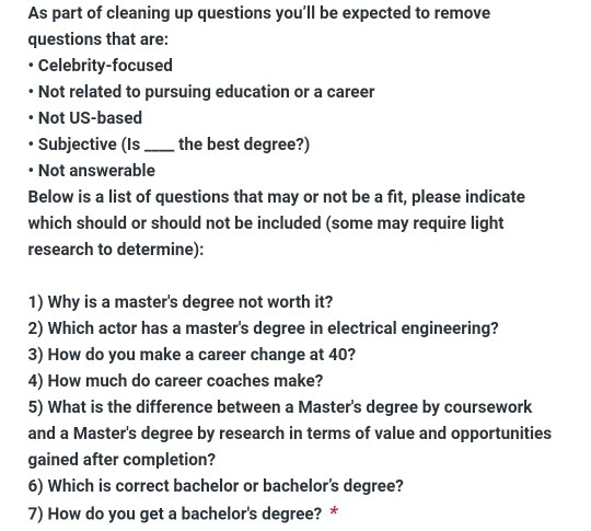 Solved As part of cleaning up questions you'll be expected | Chegg.com