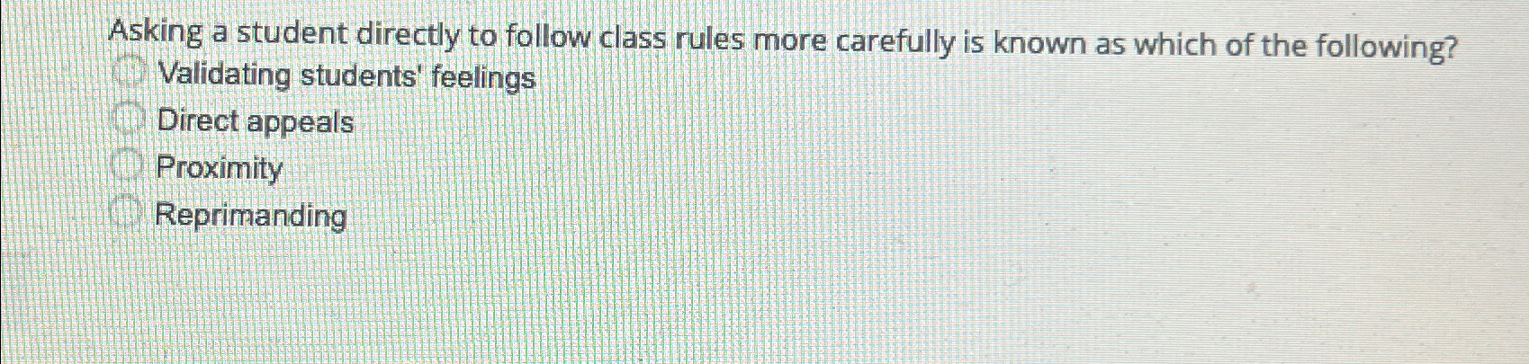 Solved Asking a student directly to follow class rules more | Chegg.com
