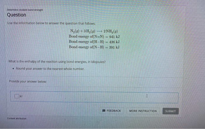 Solved Determine covalent bond strength Question Use the | Chegg.com