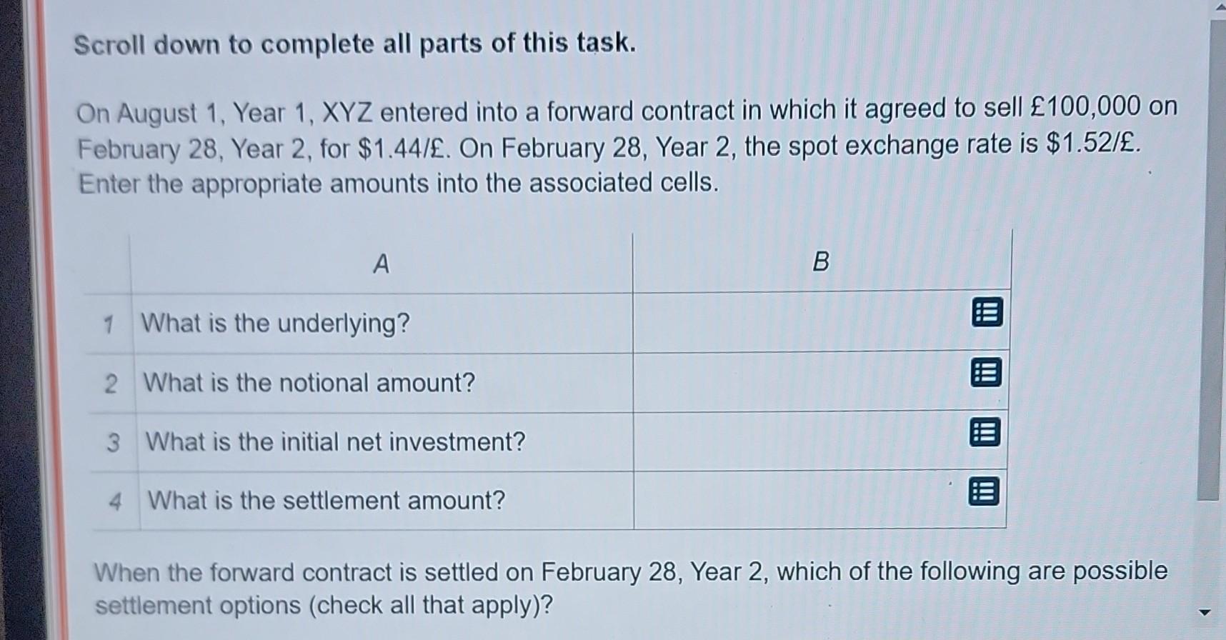 Solved Scroll down to complete all parts of this task. On | Chegg.com